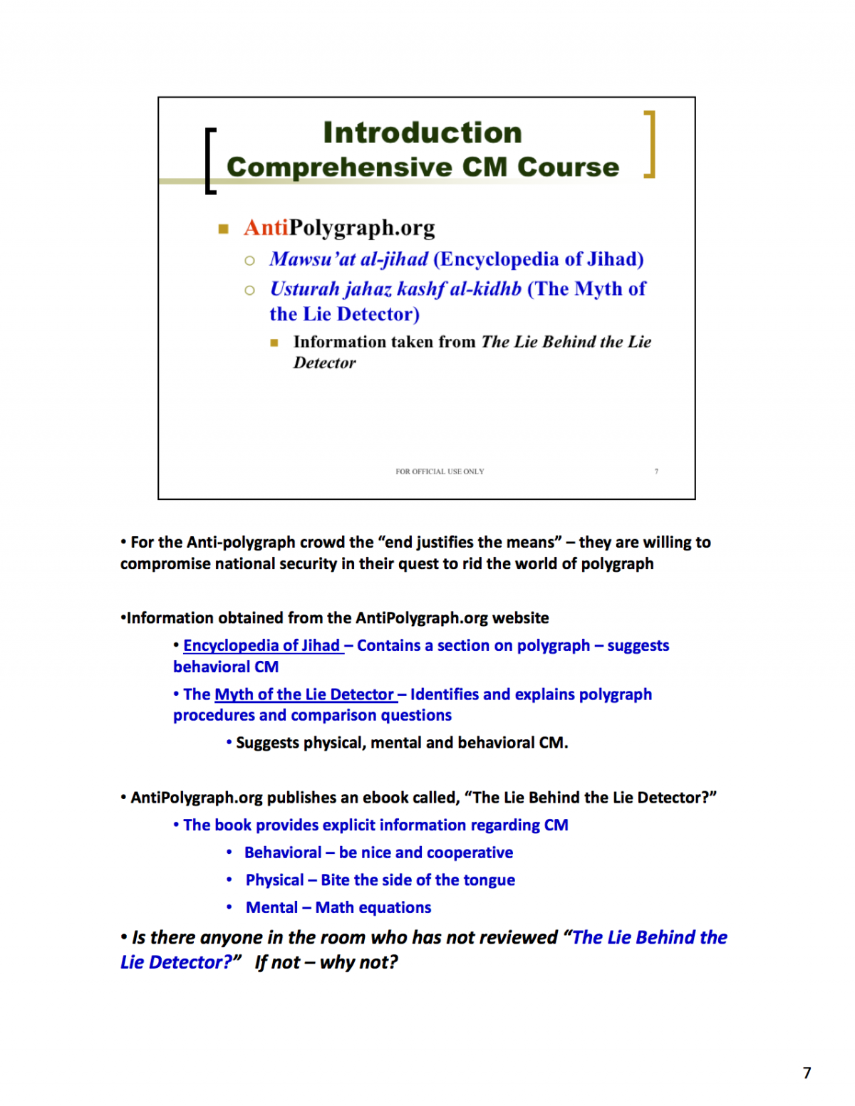 NCCA Polygraph Countermeasure Course Files Leaked – AntiPolygraph.org News