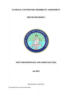 NCCA Test for Espionage and Sabotage Administration Guide ...
